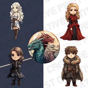 GOT Sticker PNG Pack Chibi Vector Style Clipart Bundle of 19 Game of ...