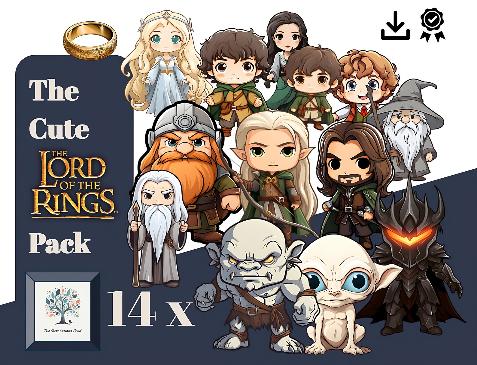 Lord of the Rings Sticker PNG Pack Clipart Vector Style Bundle 14 LOTR ...