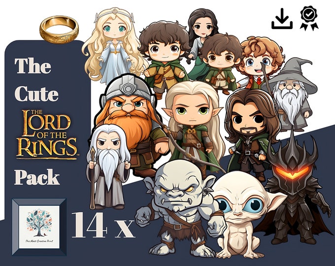 Lord of the Rings Sticker PNG Pack Clipart Vector Style Bundle 14 LOTR ...