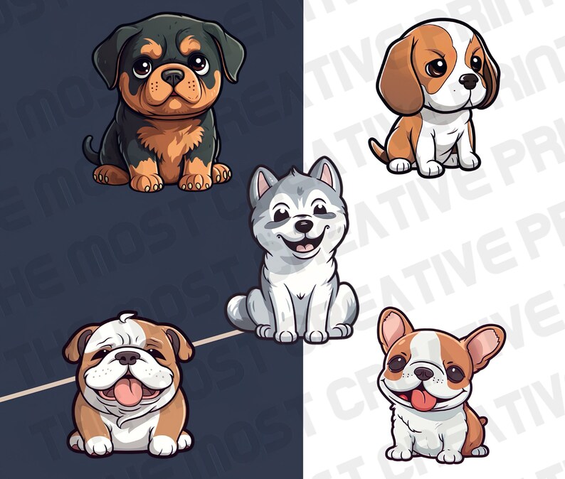 Cute Dogs Clipart Bundle Dog Vector Style Digital Art Set Puppy PNG SVG ...