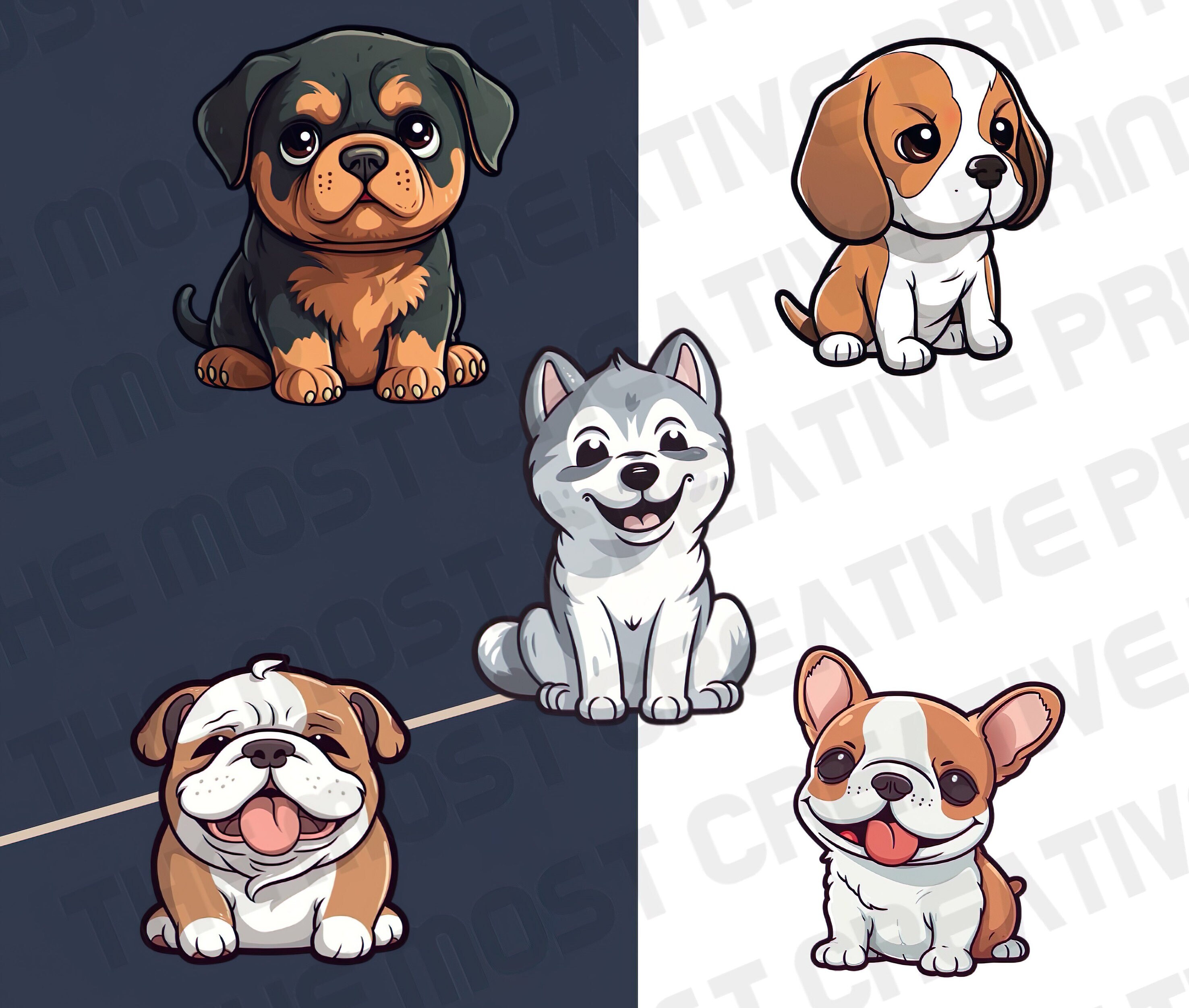 Cute Dogs Clipart Bundle Dog Vector Style Digital Art Set Puppy PNG SVG ...