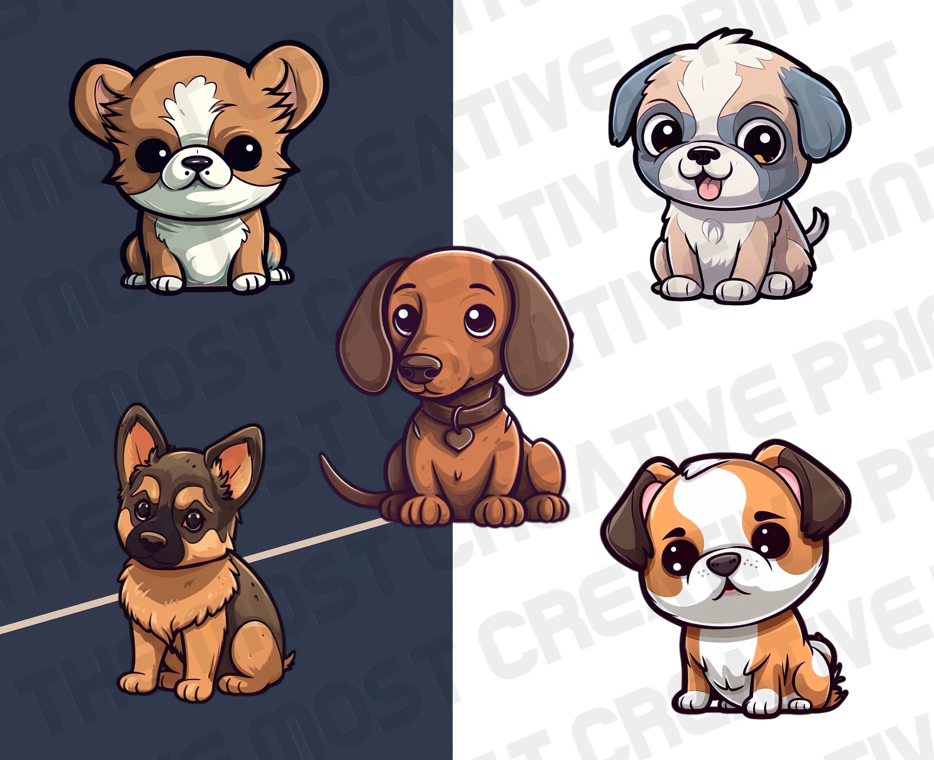 Cute Dogs Clipart Bundle Adorable Puppy PNG SVG Pack Digital Art Vector ...