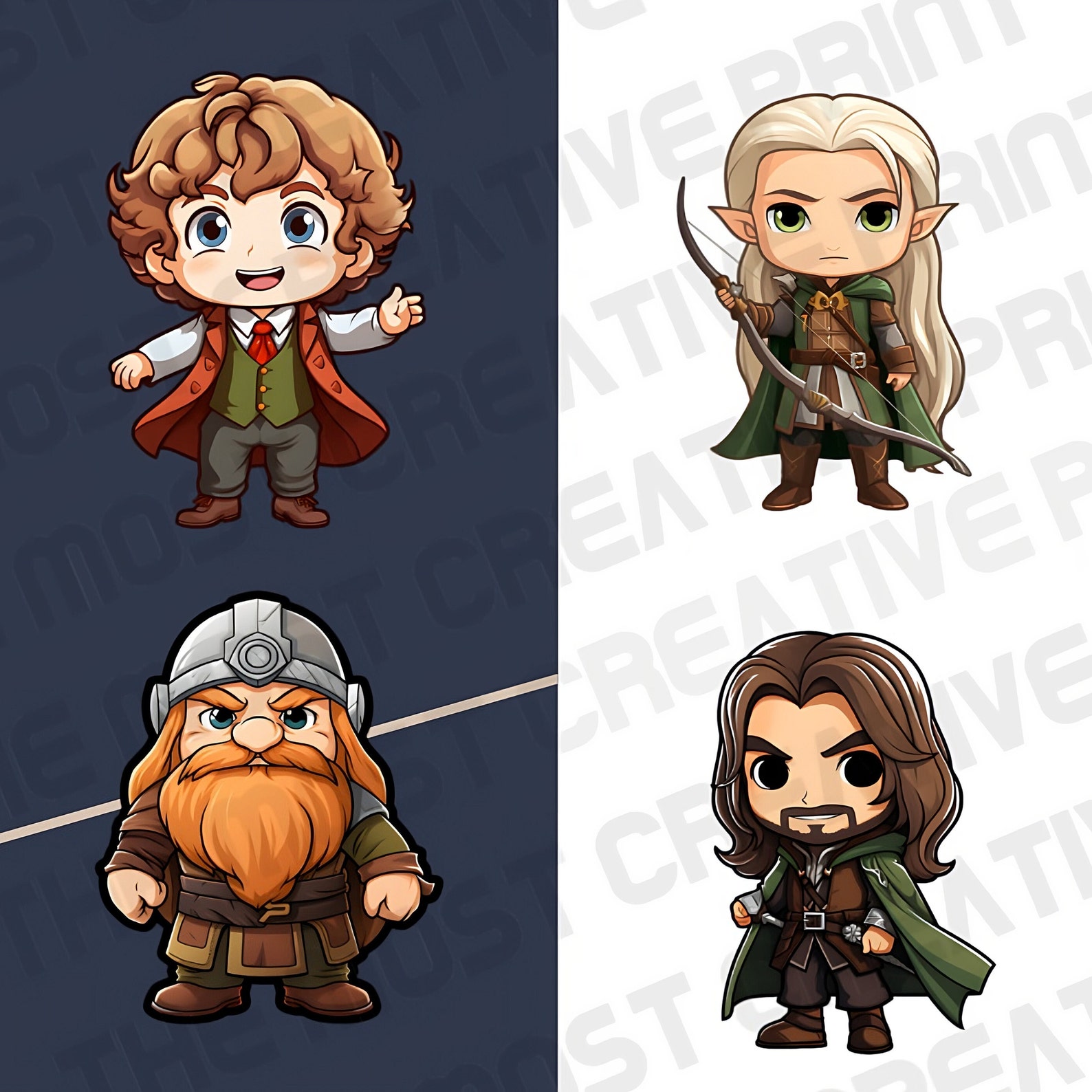 Lord of the Rings Sticker PNG Pack Clipart Vector Style Bundle 14 LOTR ...