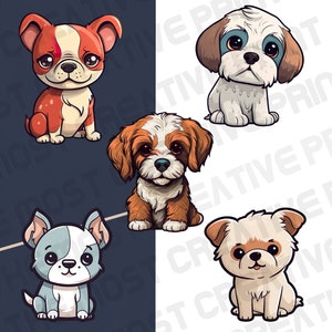 Cute Dogs Clipart Bundle Dog Vector Style Digital Art Set Puppy PNG SVG ...