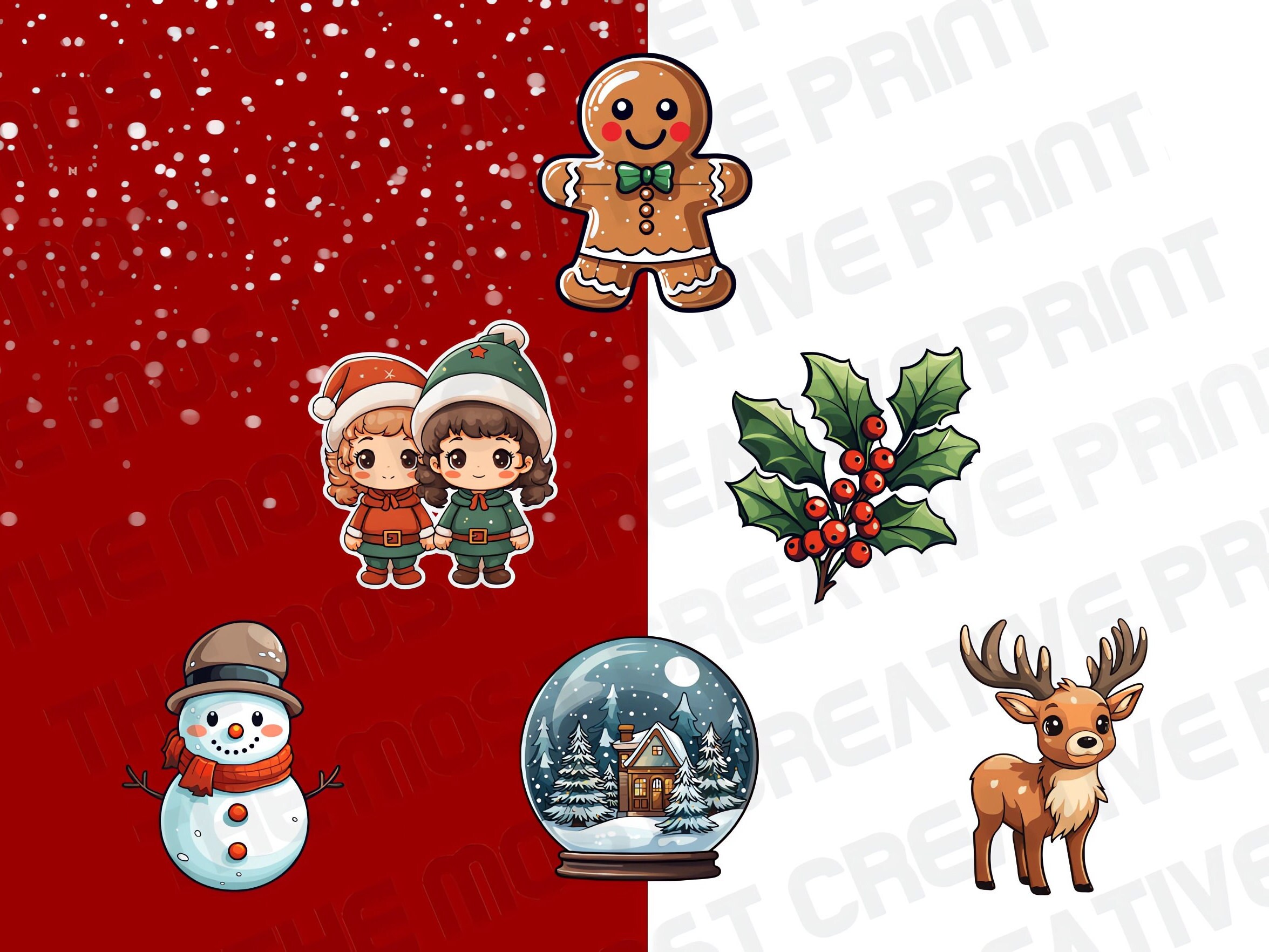 Christmas Sticker PNG Pack Cute Chibi Clipart Vector Style Bundle 27 ...