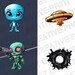 Alien Sticker PNG Pack Chibi Cute Vector Clipart Bundle of 15 UFO ...