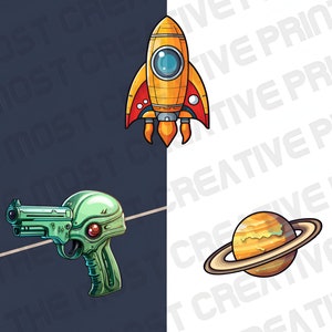 Alien Sticker PNG Pack Chibi Cute Vector Clipart Bundle of 15 UFO ...