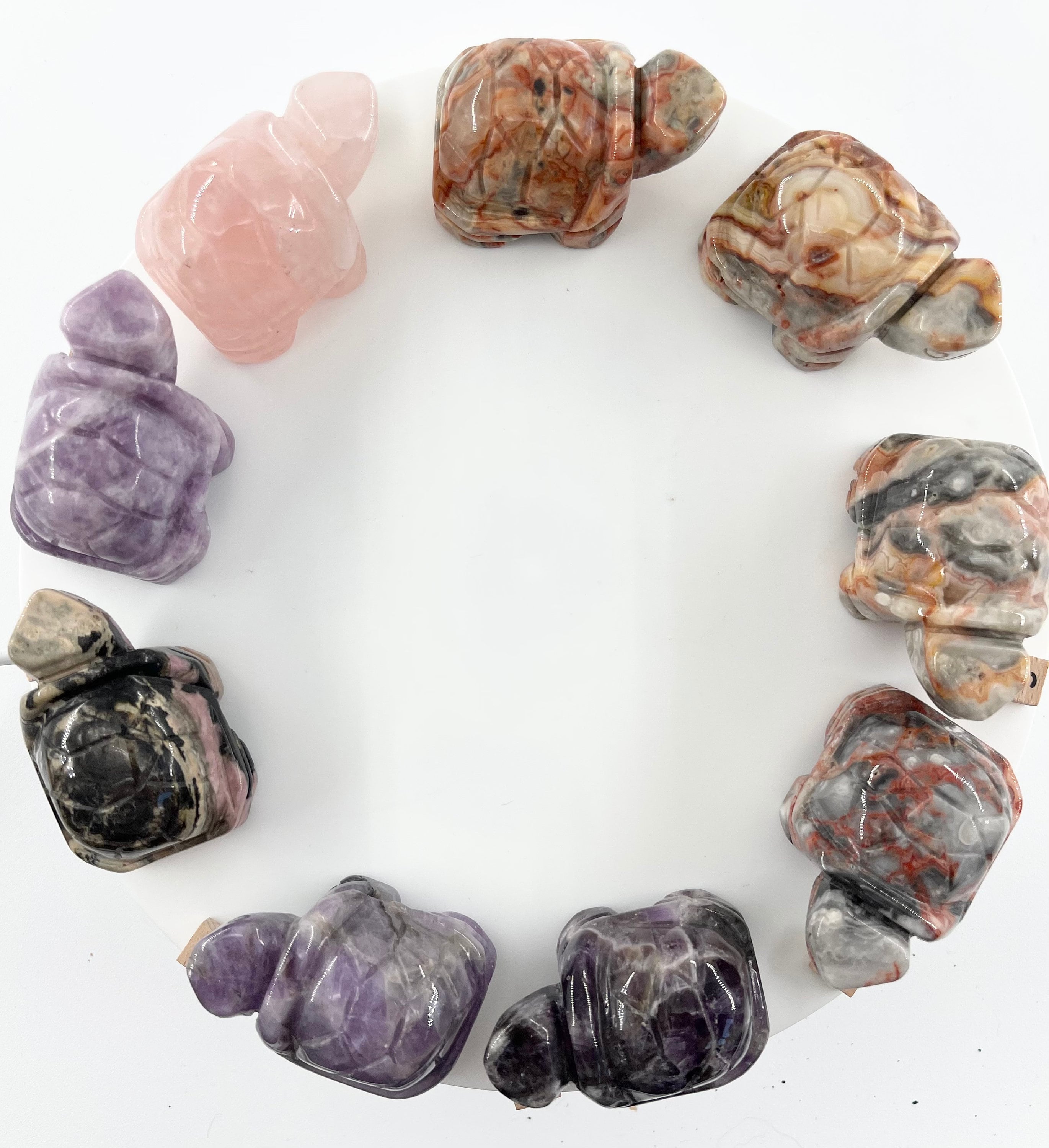 Pocket-sized Gemstone Turtle Anxiety Relief Focus Enhancer Rose Quartz ...