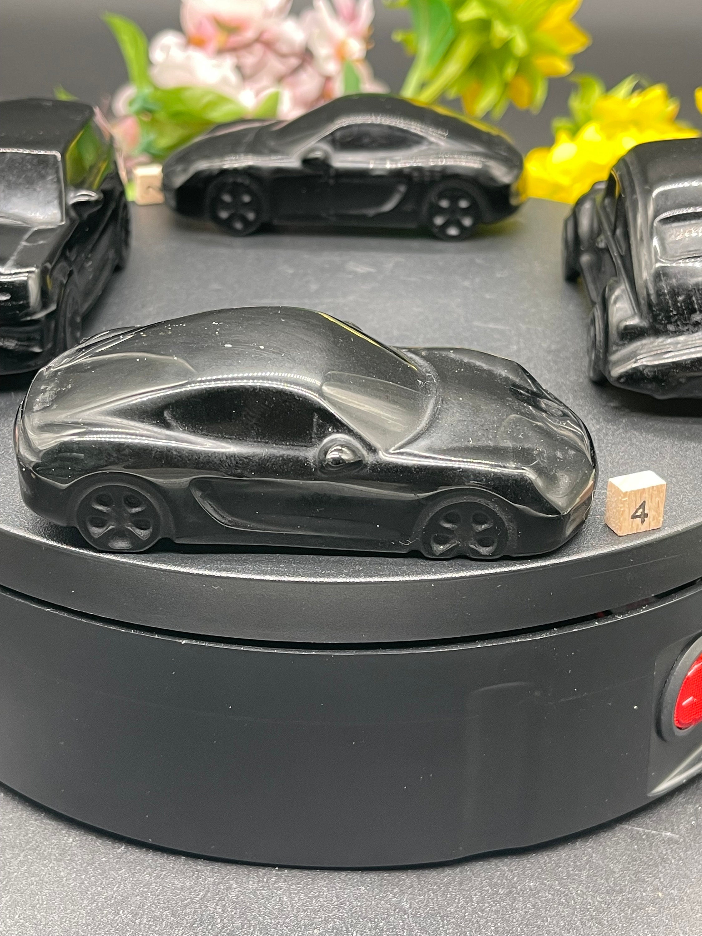 Crystal Obsidian Porsche Carving | Clearance Car Decor Gemstone Auto ...