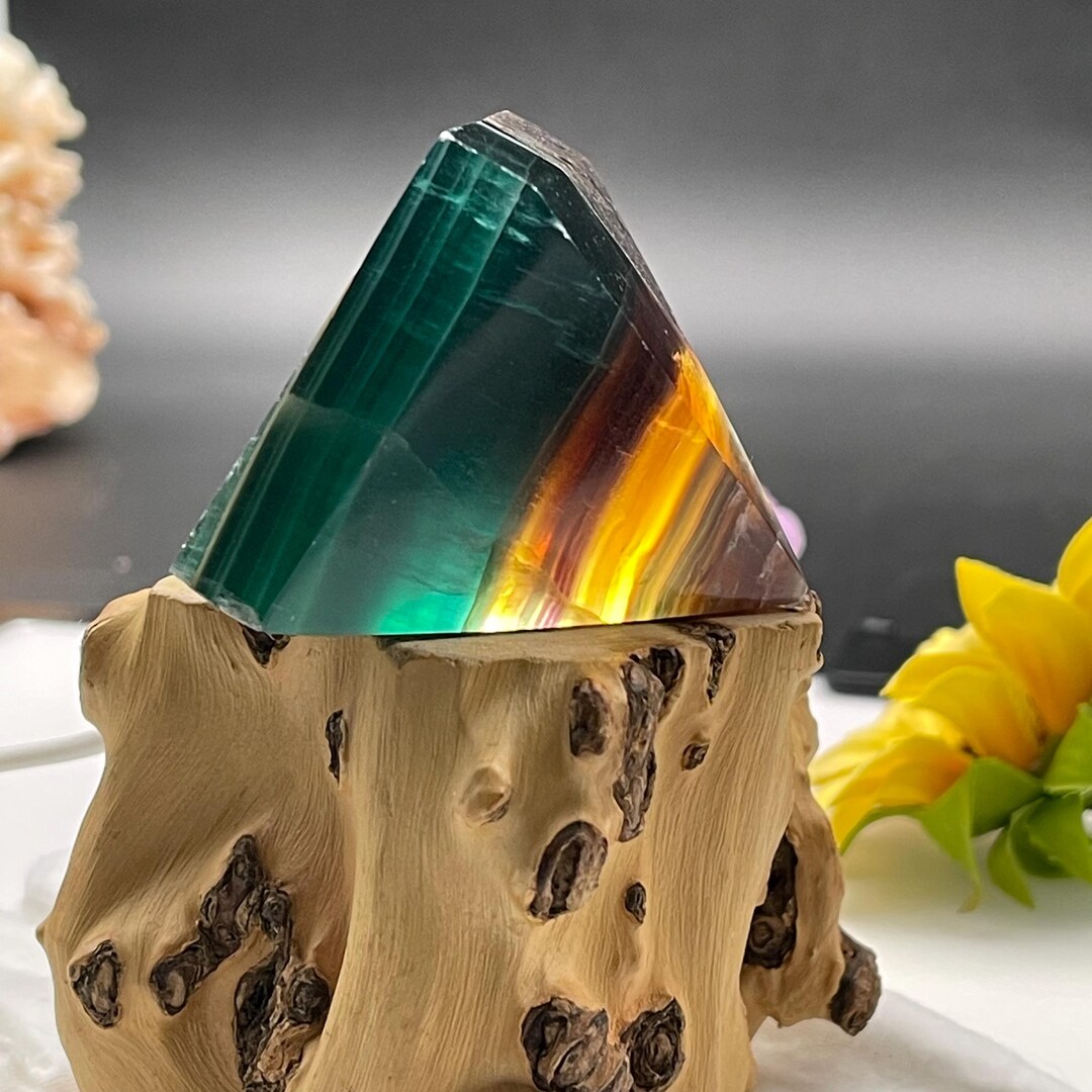 AAA+ Natural Fluorite, Medium Genius Stone Prism, Fluorspar Pyramid ...