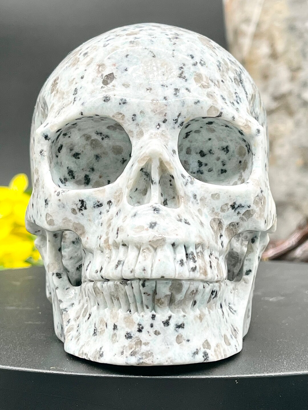 Lotus Jasper Skull, Kiwi Jasper or Sesame Jasper, Beautifully Carved ...