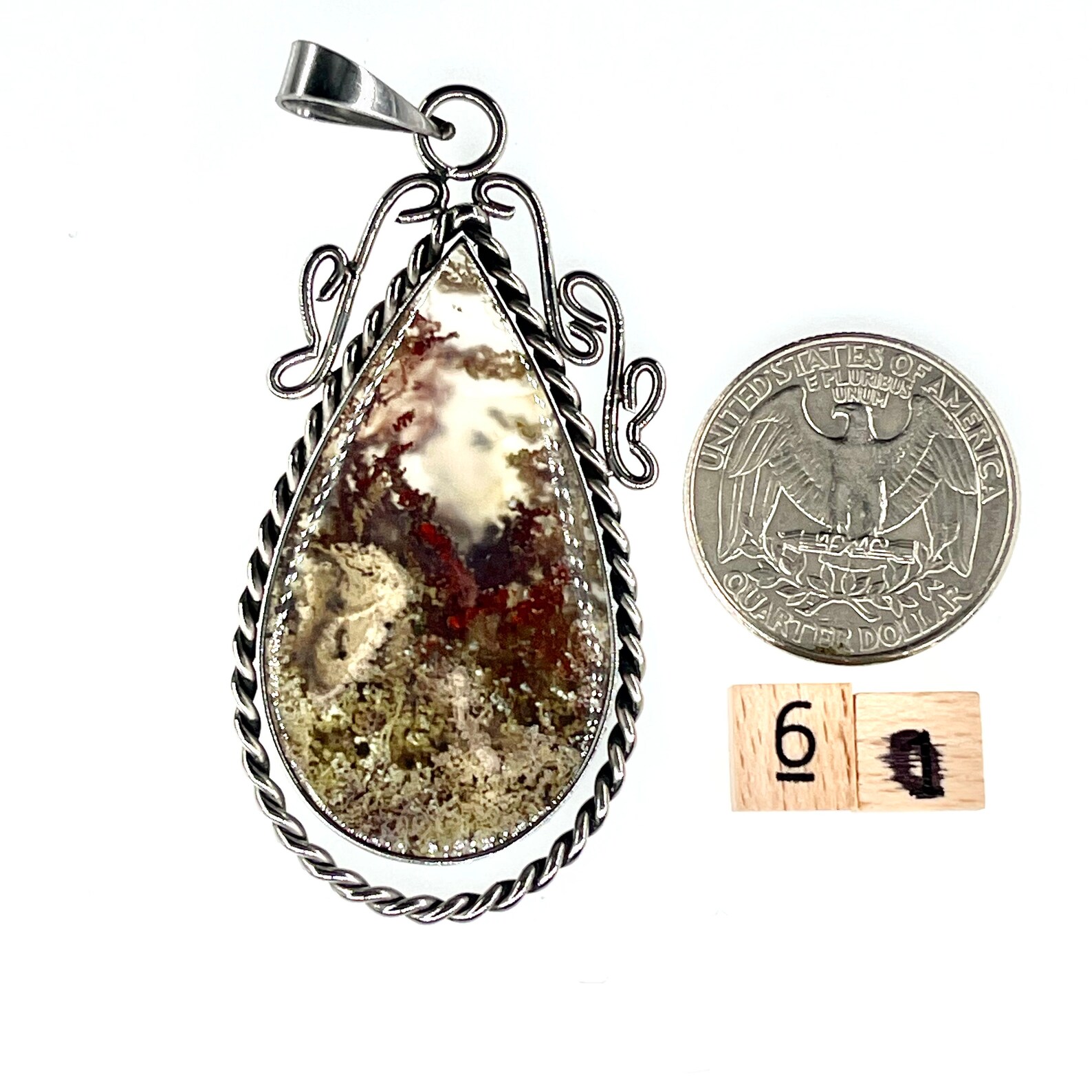 Joyería de ágata musgosa premium / Engaste de acero inoxidable / Varios ...