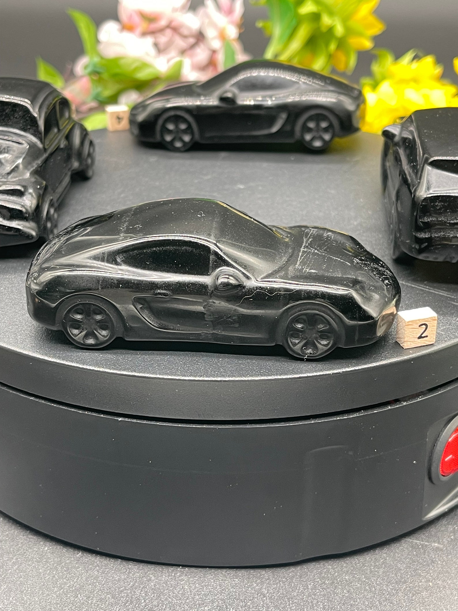 Crystal Obsidian Porsche Carving | Clearance Car Decor Gemstone Auto ...