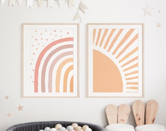 Rainbow Sunshine Poster Set I Happy Beautiful Wall Decor Baby Boy Girl ...