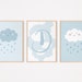 Personalized Cloud Poster Letter Set Blue I Poster Gift, Baby Room ...