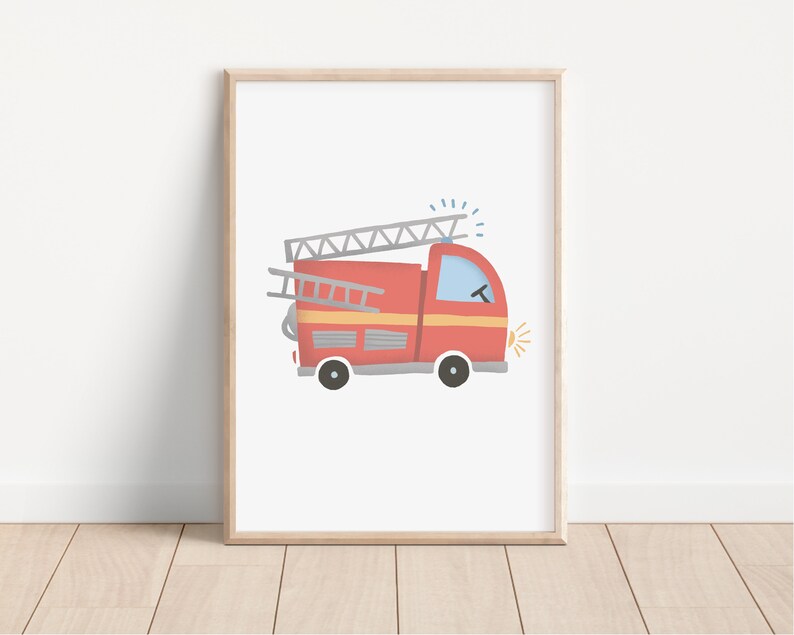 Fire Department Poster I Fire Truck Poster, Baby Room Fire Engine ...