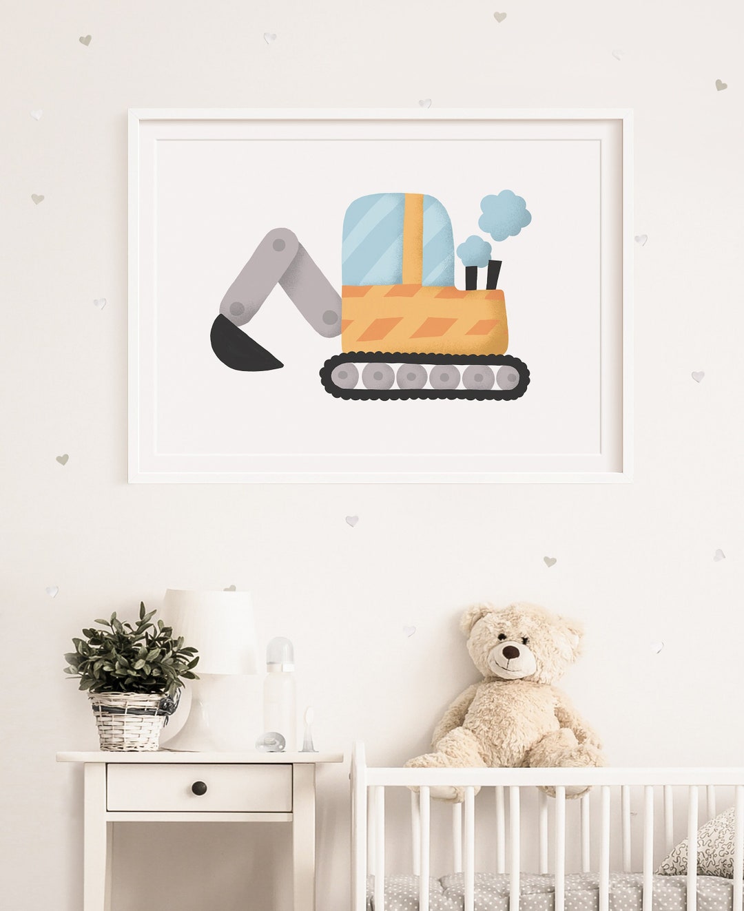 Excavator Poster I Construction Site Poster, Vehicle Poster ...