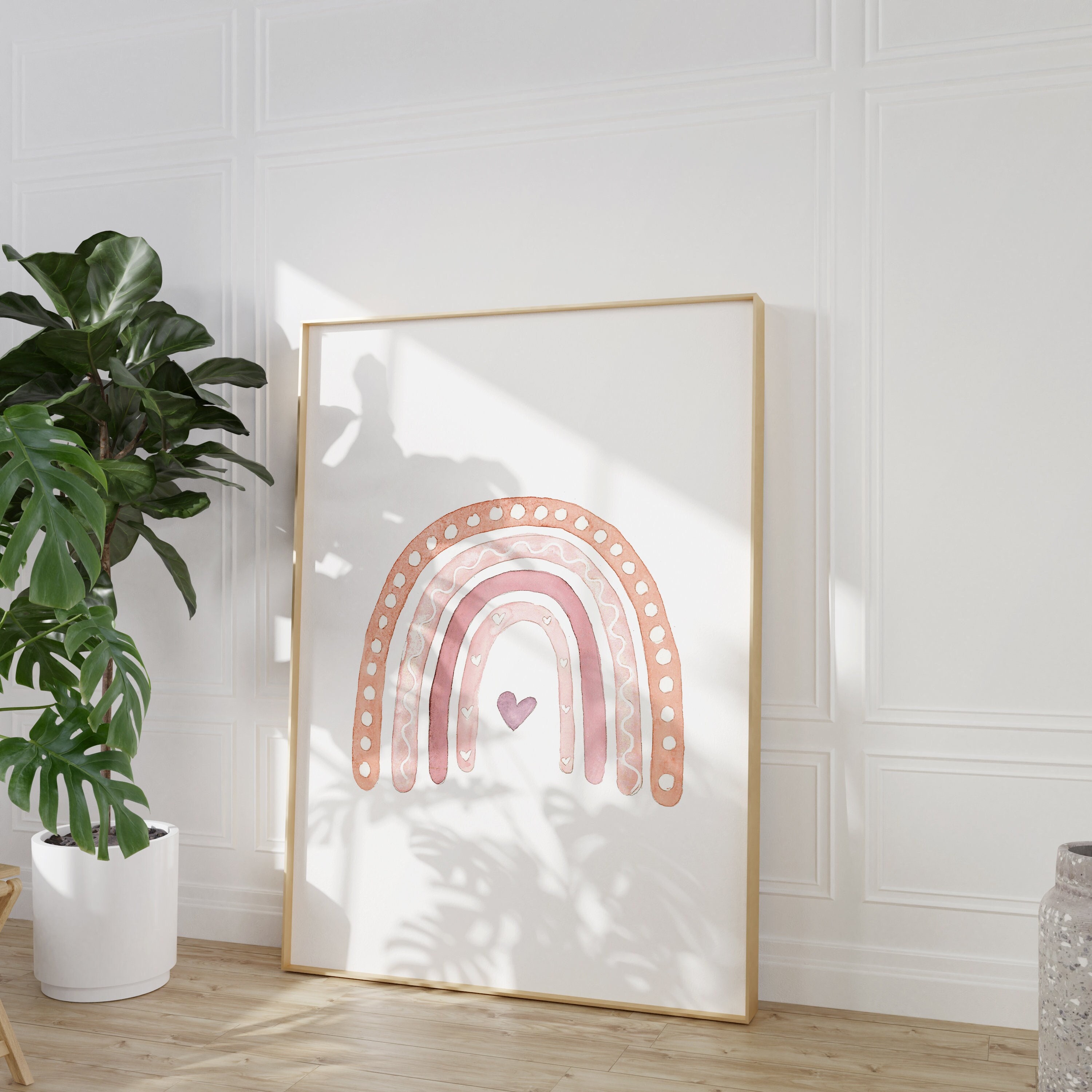 Pastel Rainbow Poster Old Pink I Living Room Decoration, Children's ...
