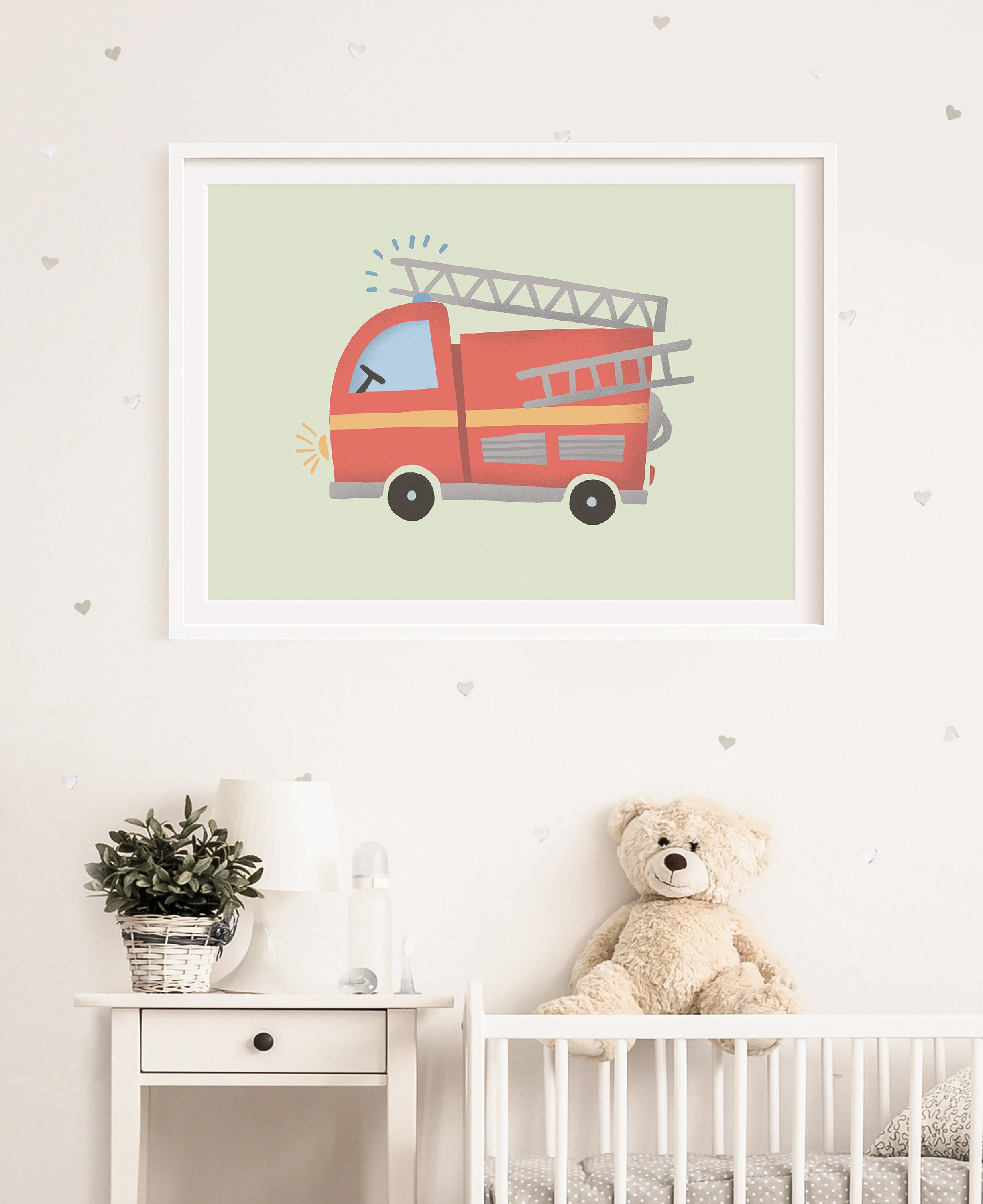 Fire Department Poster I Fire Truck Poster, Baby Room Fire Engine ...