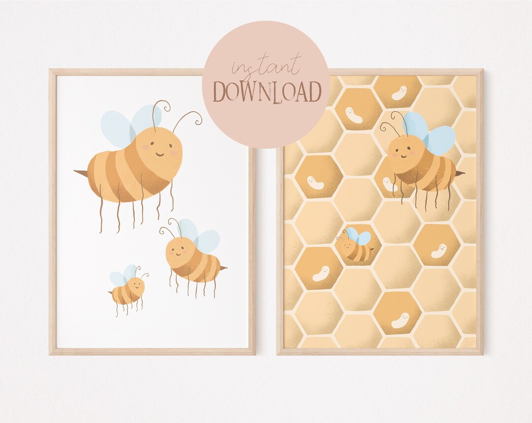 Bella Bee and Honeycomb Poster Set I Bee Poster, Bee Poster, Honeycomb ...