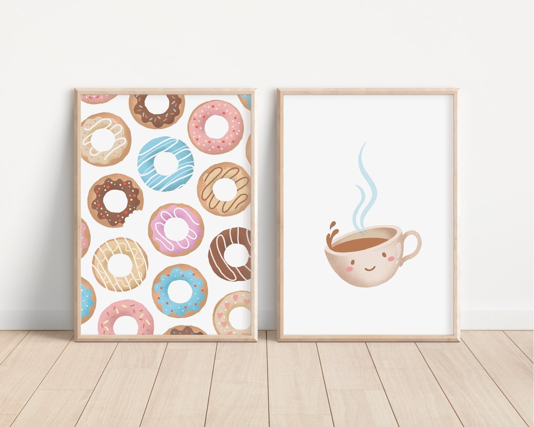 Donut Coffee Poster Set I Children's Poster Donut, Donut Poster, Donut ...