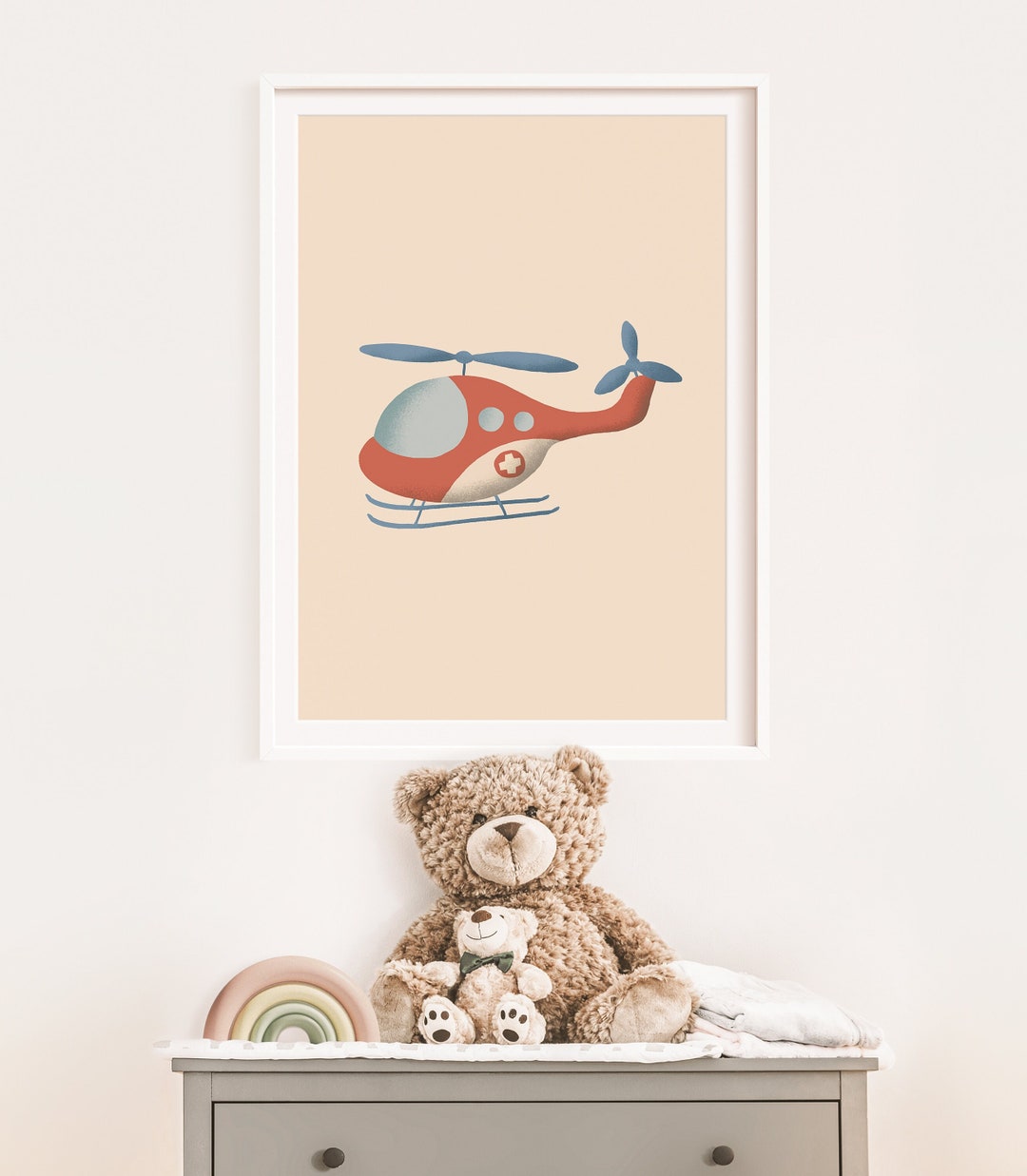 Helicopter Poster Beige I Children's Room Poster Helicopter, Children's ...