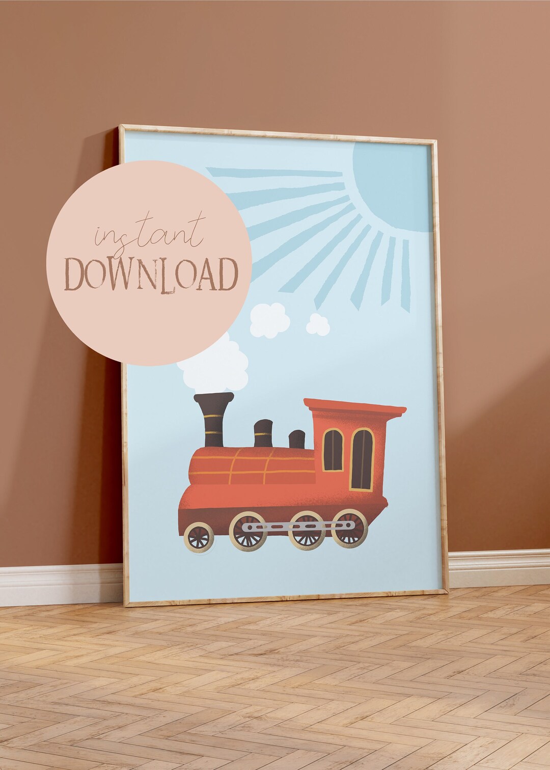 Locomotive Poster Blue I Train Poster, Station Poster, Children's Room ...