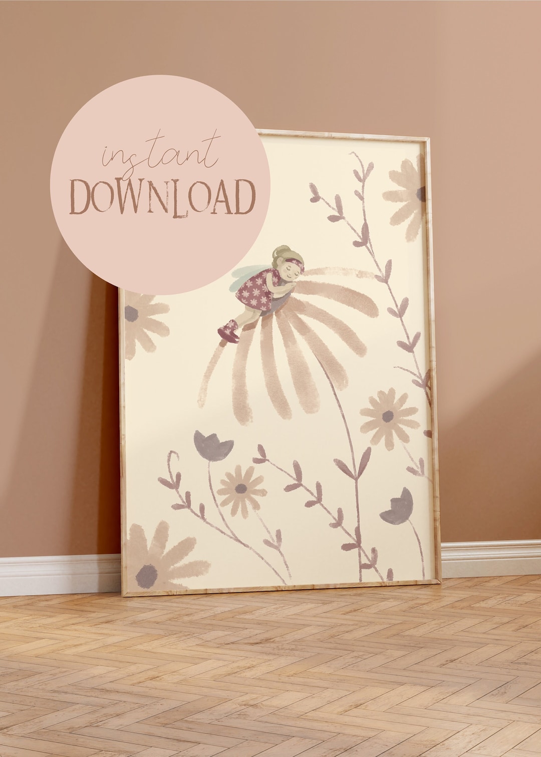 Fiona Fee auf einer Blume Poster Beige I Pastell, Wohnzimmer ...