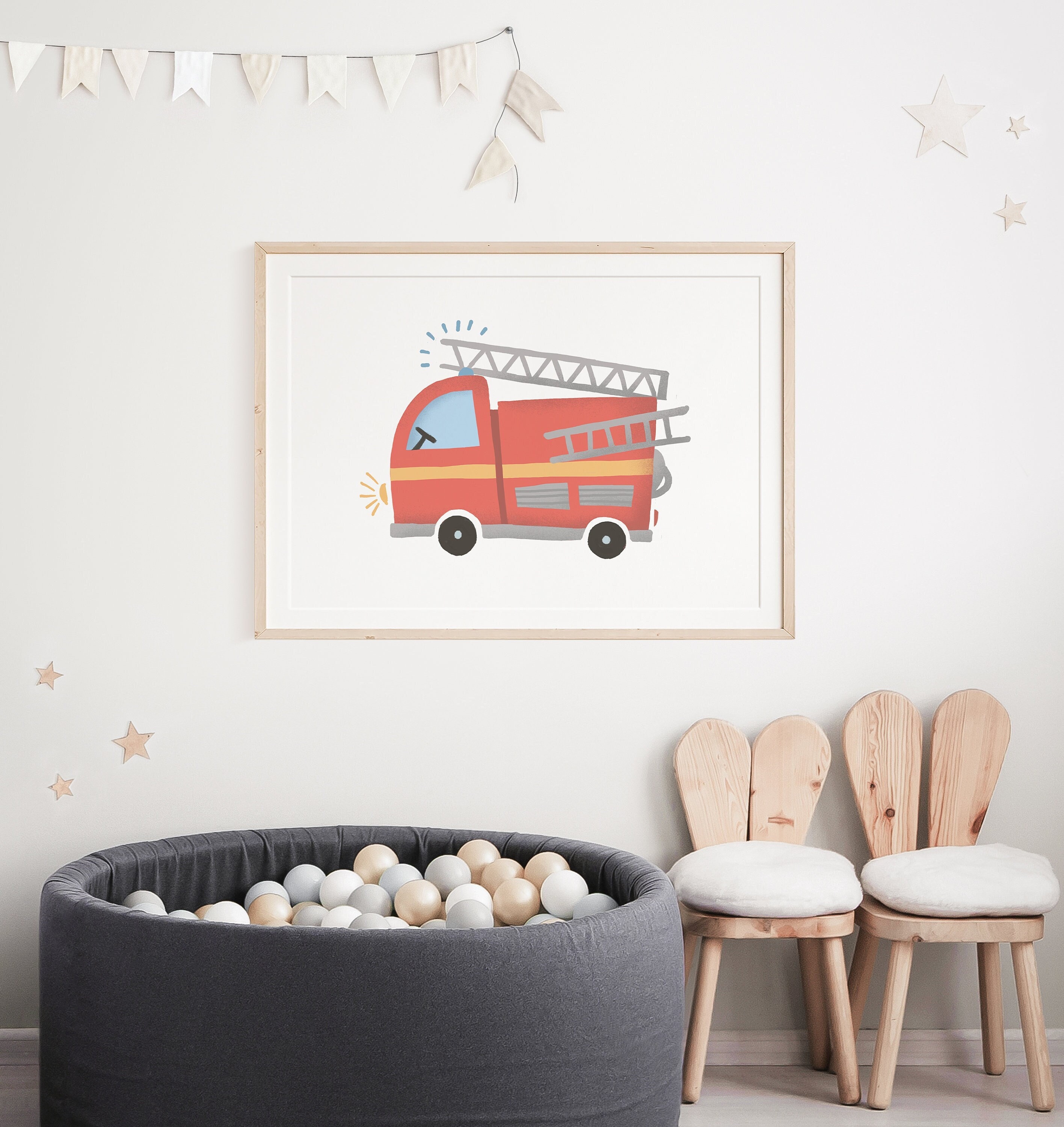 Fire Department Poster I Fire Truck Poster, Baby Room Fire Engine ...