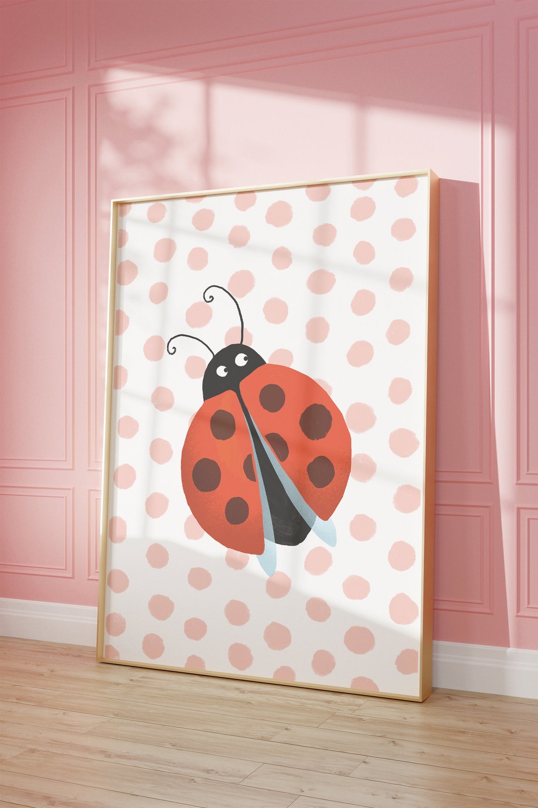 Mia Ladybug Poster Pink Dotted I Ladybug Poster Decoration, Wall ...