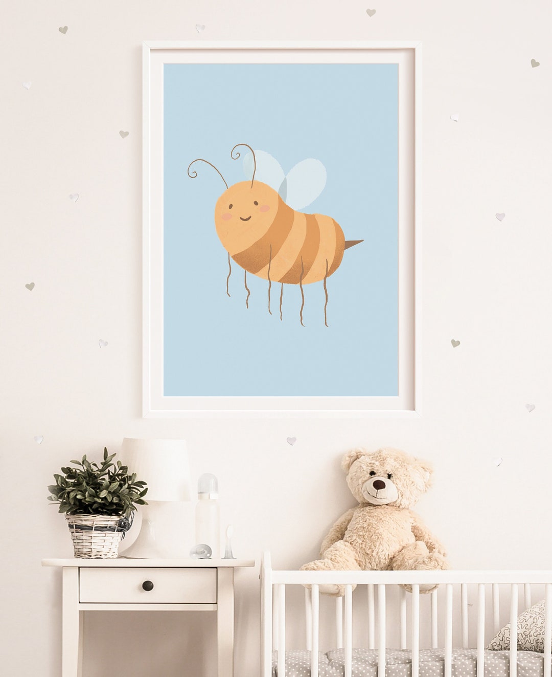 Bella Bee Poster Blue I Nursery Poster Bee, Bee Poster, Bee Poster ...