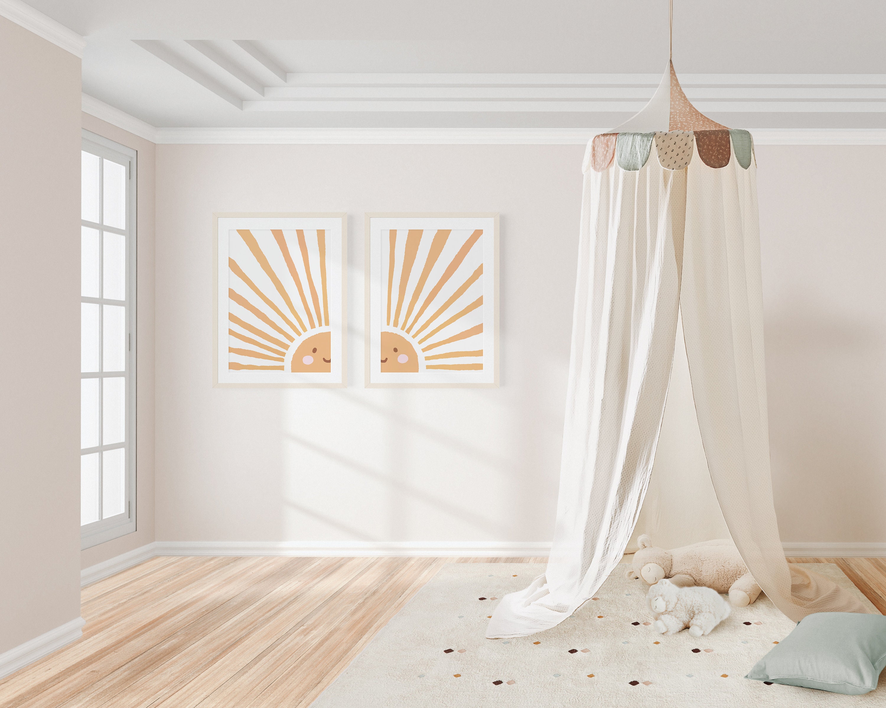 Smiling Sun Duet Poster Set I Sunshine, Sun Poster Set, Sun Wall Decor ...