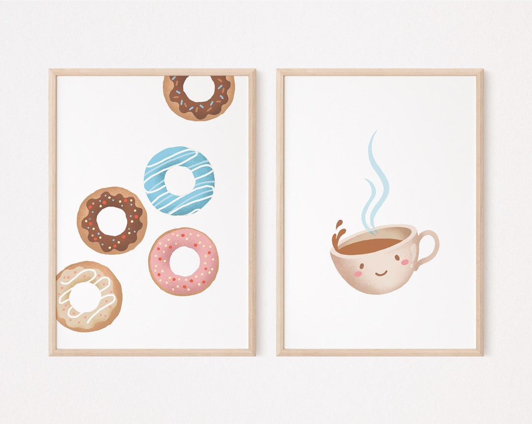 Five Donut Coffee Poster Set I Sweets Poster, Donut Poster, Donut ...