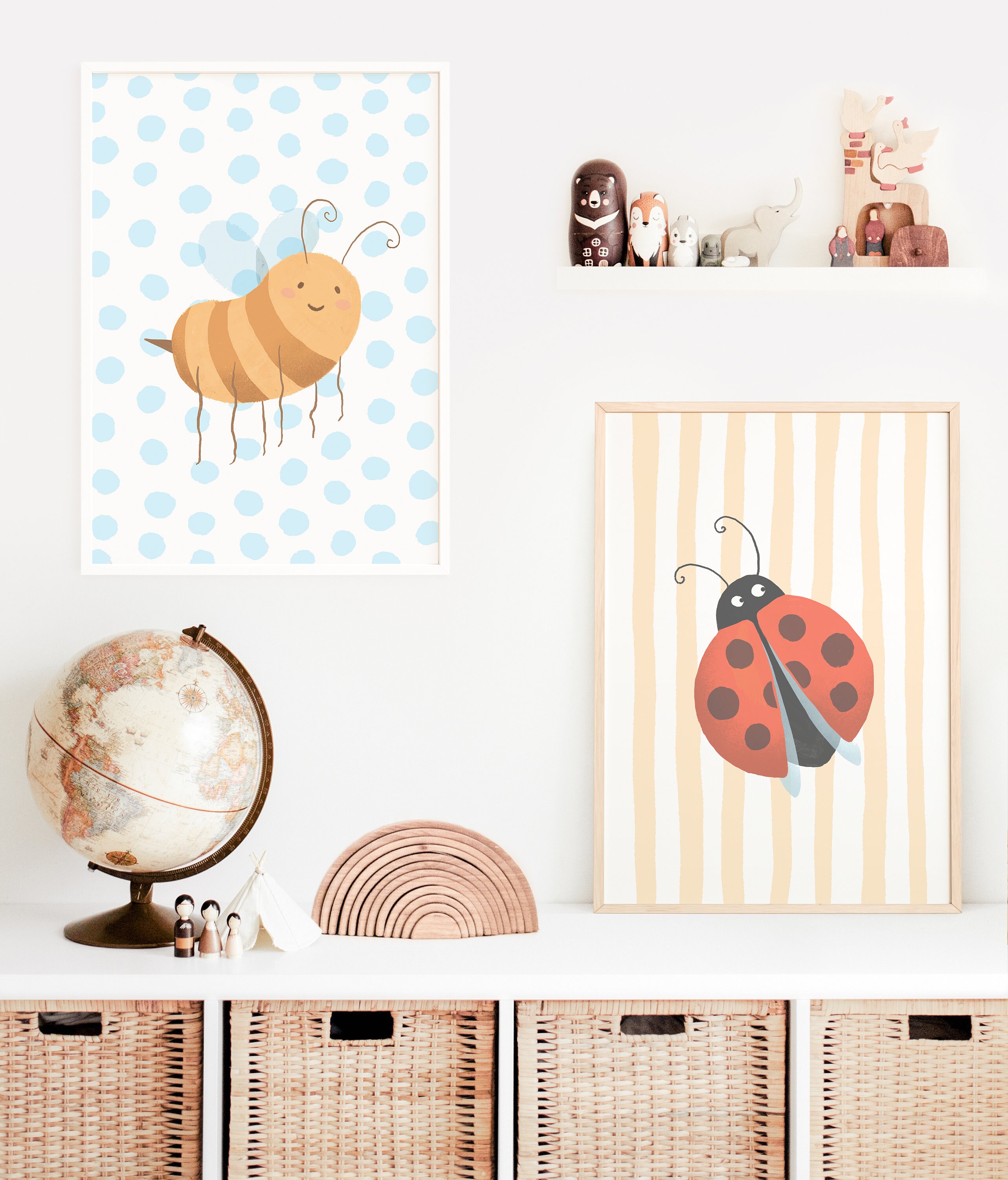 Ladybug Bee Poster Set I Ladybug Poster Set, Bee Poster Set, Ladybug ...