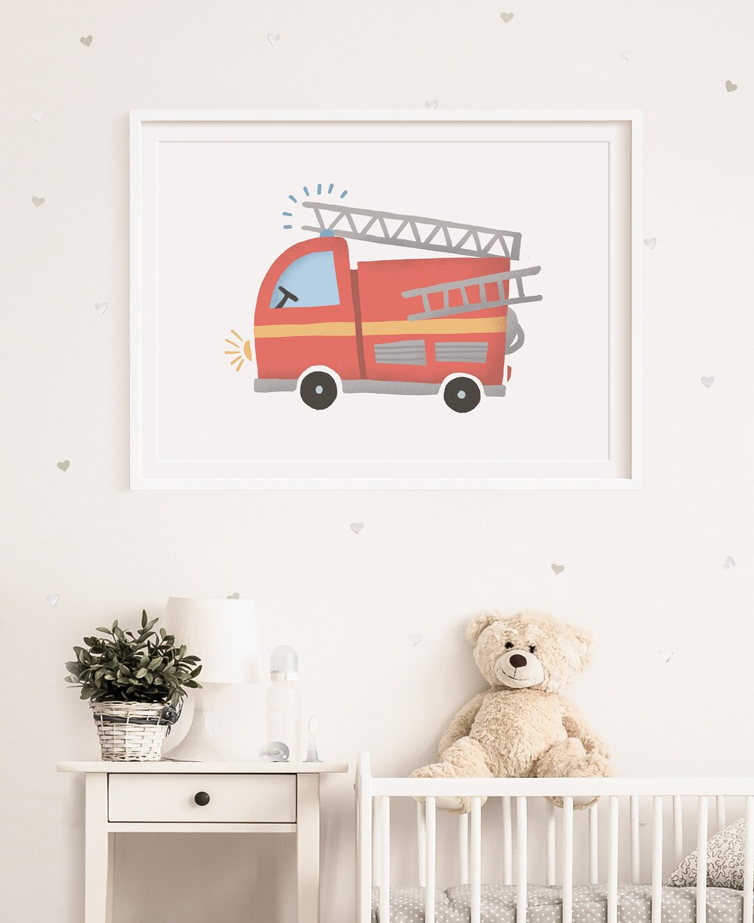 Fire Department Poster I Fire Truck Poster, Baby Room Fire Engine ...