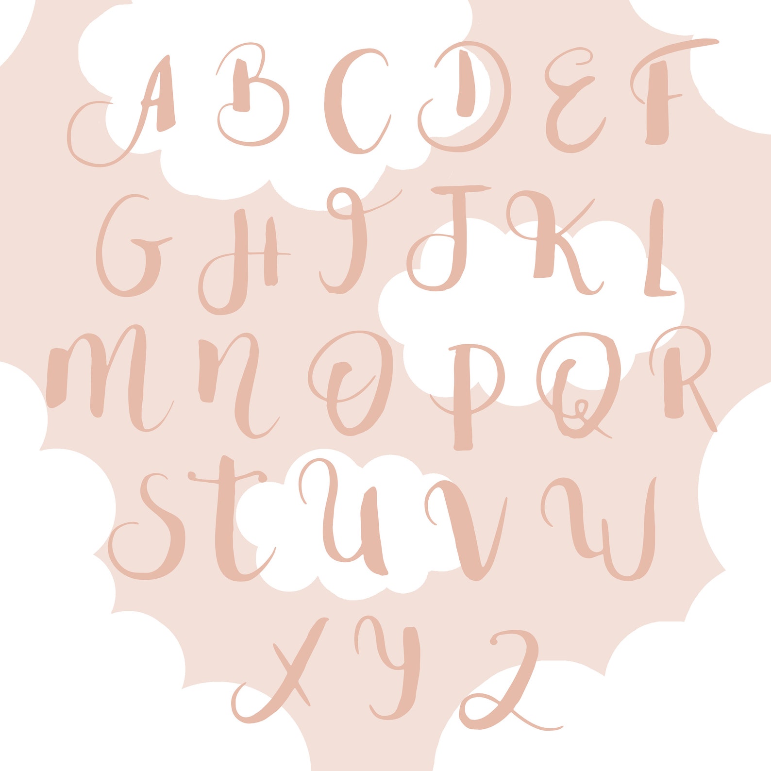 Personalized Cloud Poster Letter Set Old Pink I Poster Gift, Baby Room ...