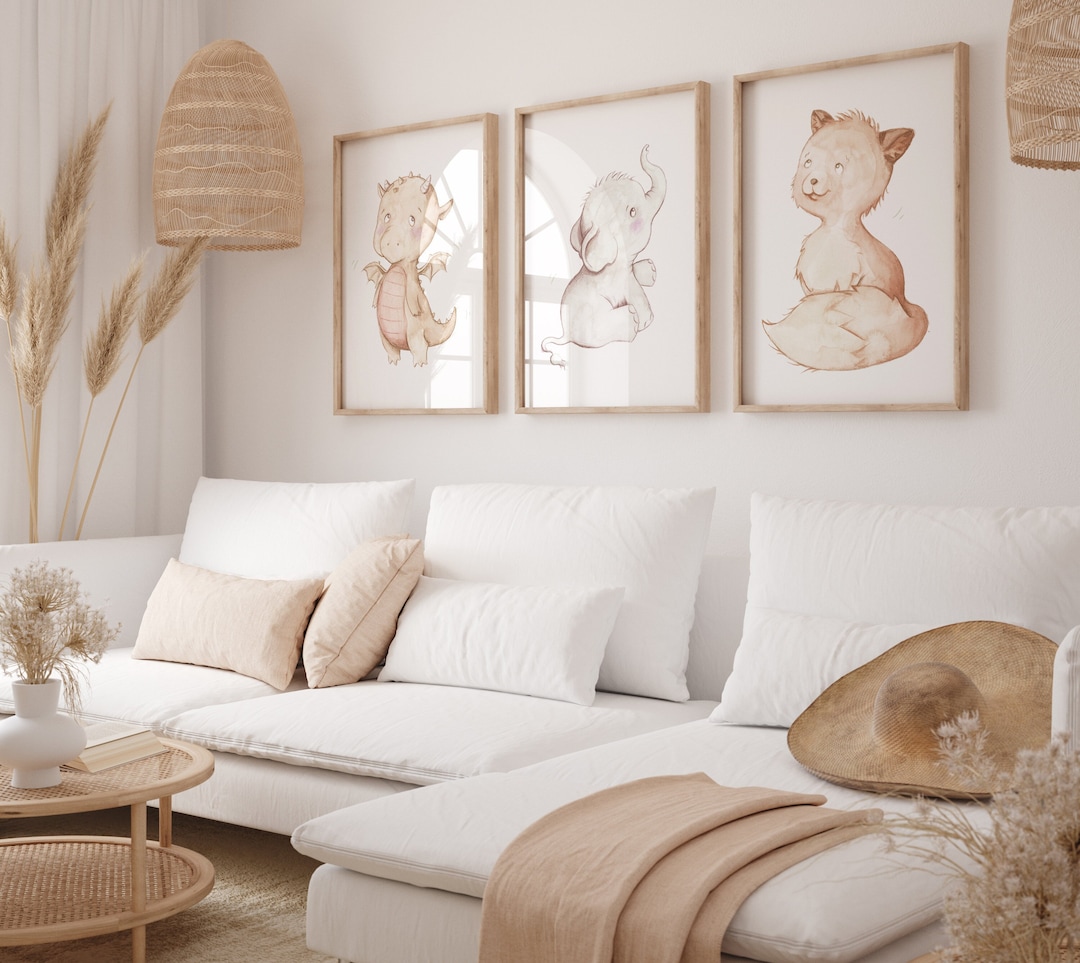 Felix Fox, Eddie Elephant and Dario Dragon I Animal Poster, Animal ...