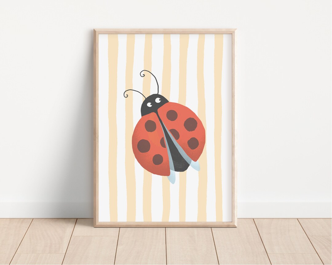 Mia Ladybug Poster Yellow Striped I Ladybug Poster Decoration, Wall ...