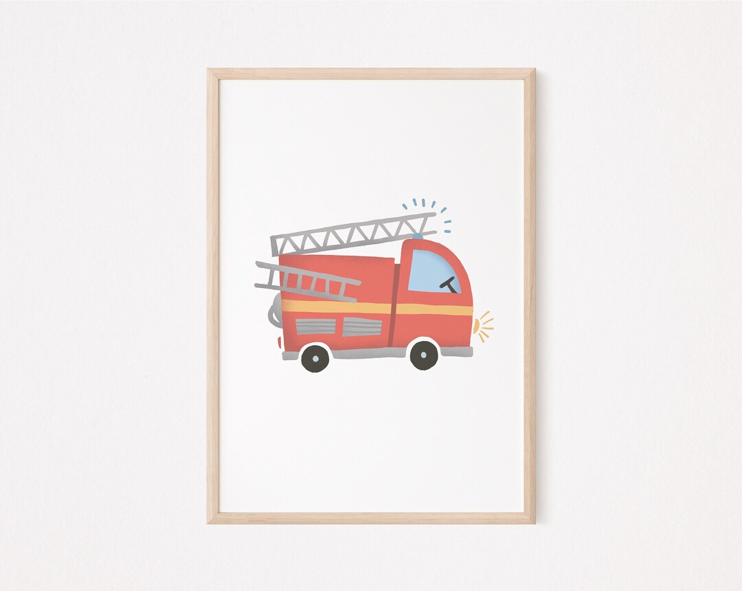 Fire Department Poster I Fire Truck Poster, Baby Room Fire Engine ...
