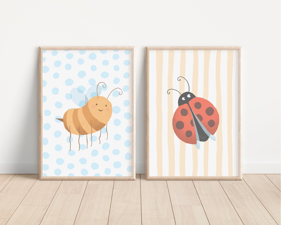Ladybug Bees Poster Set I Spring Happy Wall Decor Boy Girl - Etsy