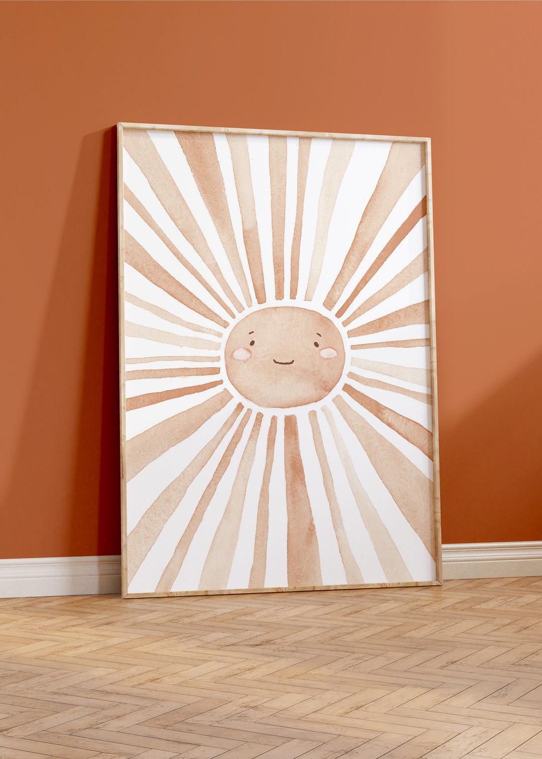 Sun Poster Beige I Sunshine, Cheerful, Wall Decor, Boy, Girl, Neutral ...