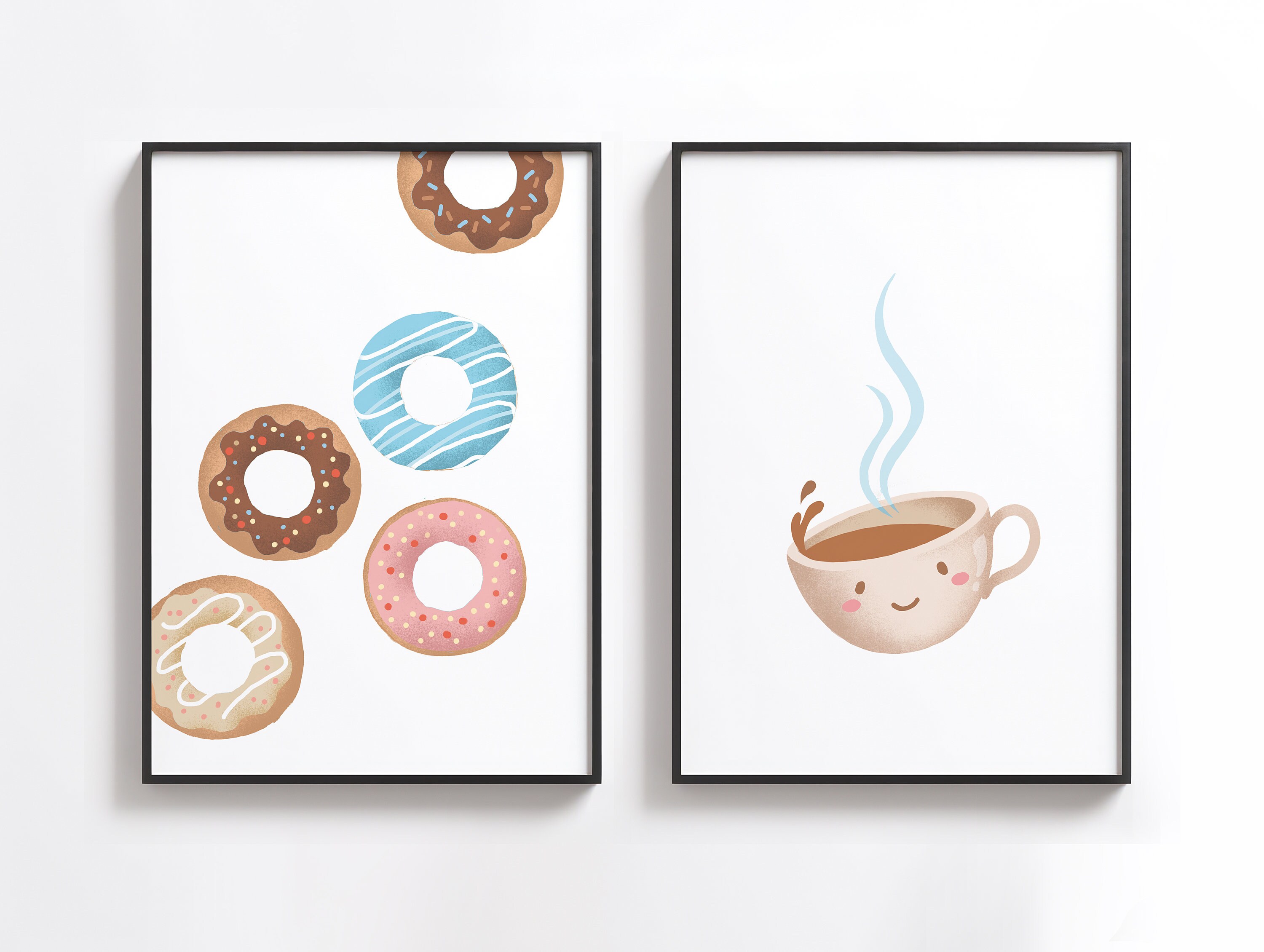 Five Donut Coffee Poster Set I Sweets Poster, Donut Poster, Donut ...