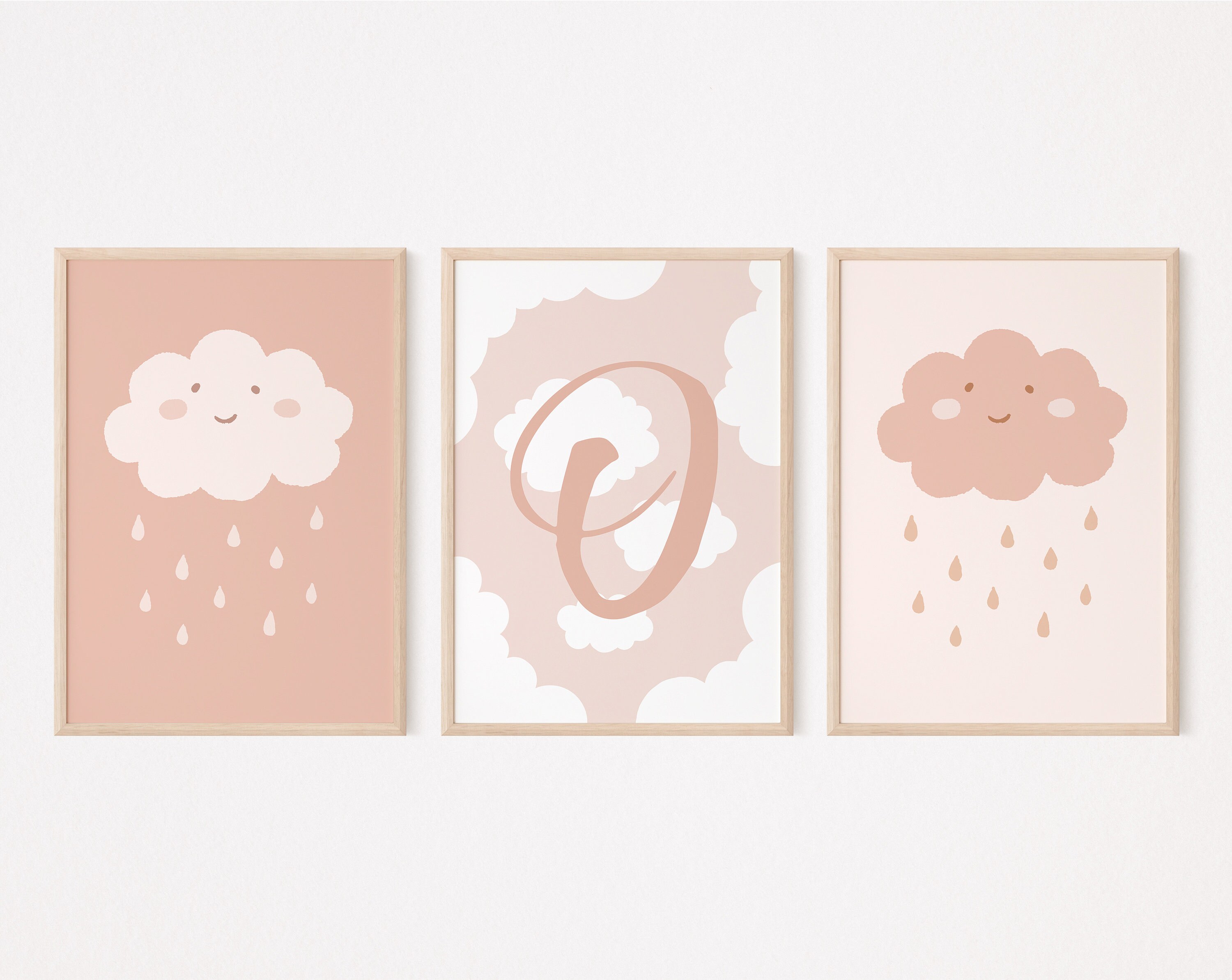 Personalized Cloud Poster Letter Set Old Pink I Poster Gift, Baby Room ...