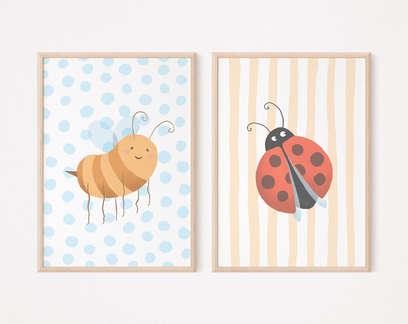 Ladybug Bee Poster Set I Ladybug Poster Set, Bee Poster Set, Ladybug ...
