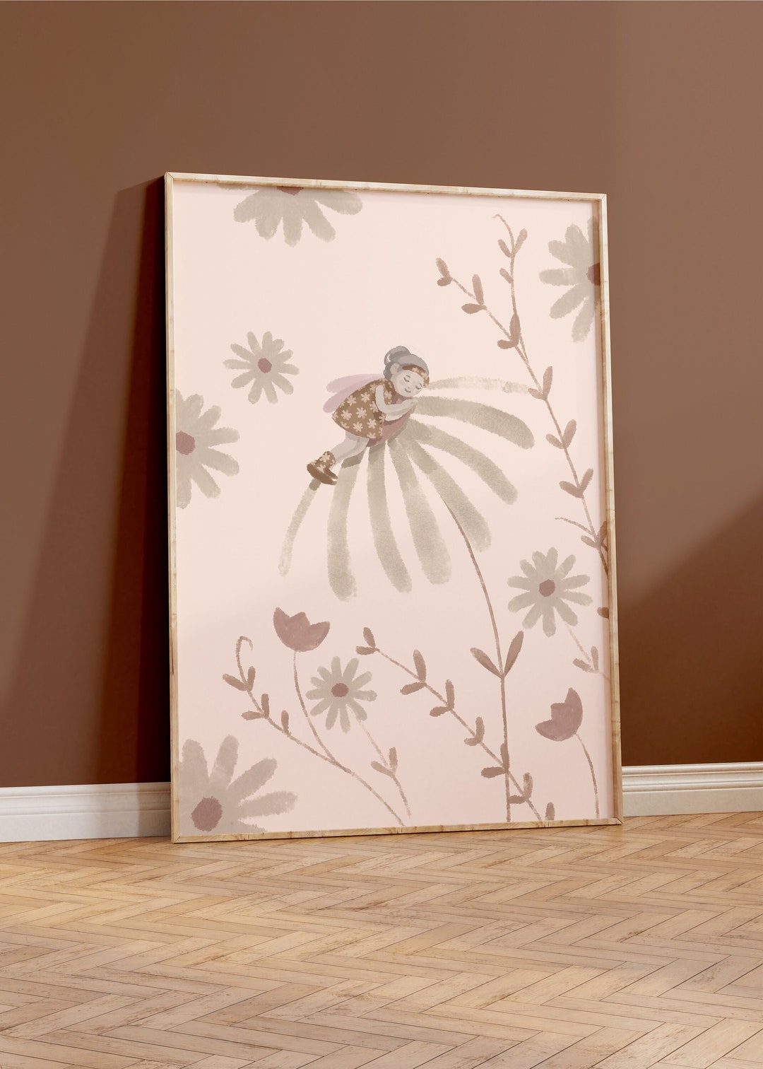 Fiona Fairy on a Flower Poster Red Brown I Pastel, Living Room ...