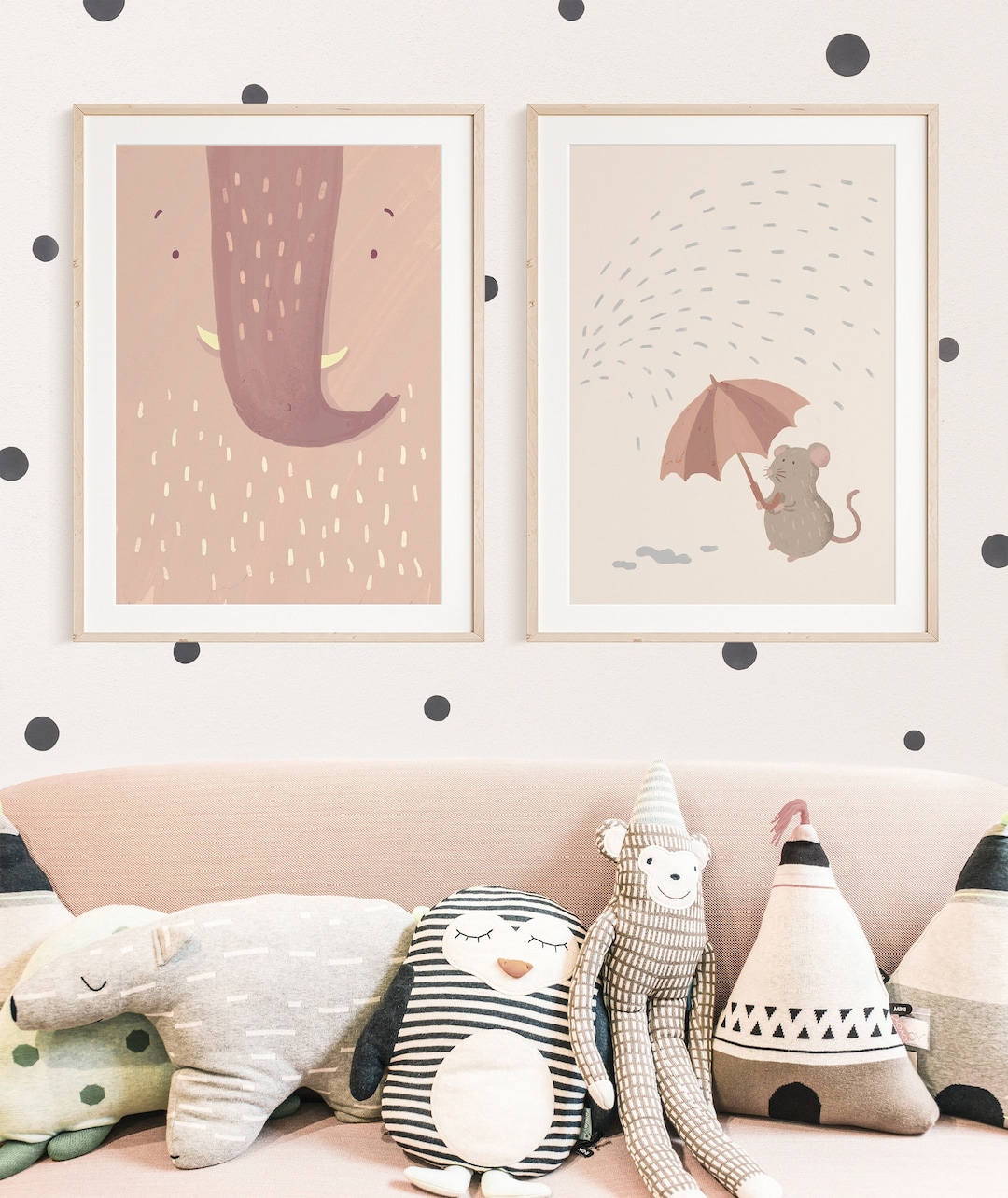 Enno Elephant and Mattis Mouse Poster Old Pink I Earth Tones, Children ...