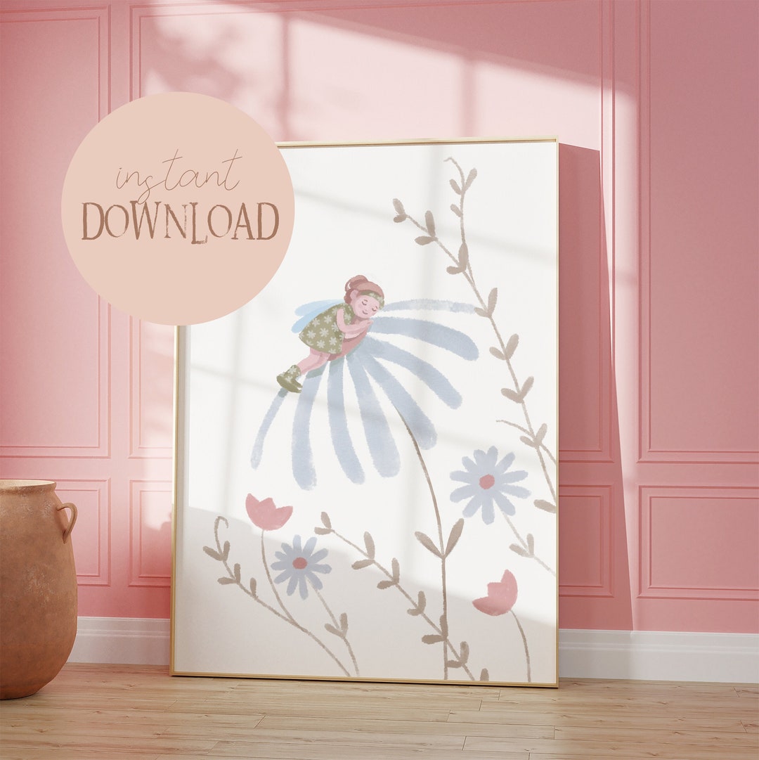 Fiona Fairy on a Flower Poster Old Pink I Pastel, Living Room, Children ...