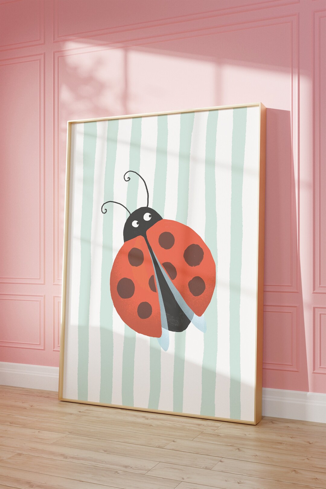 Mia Ladybug Poster Mint Striped I Ladybug Poster Decoration, Wall ...