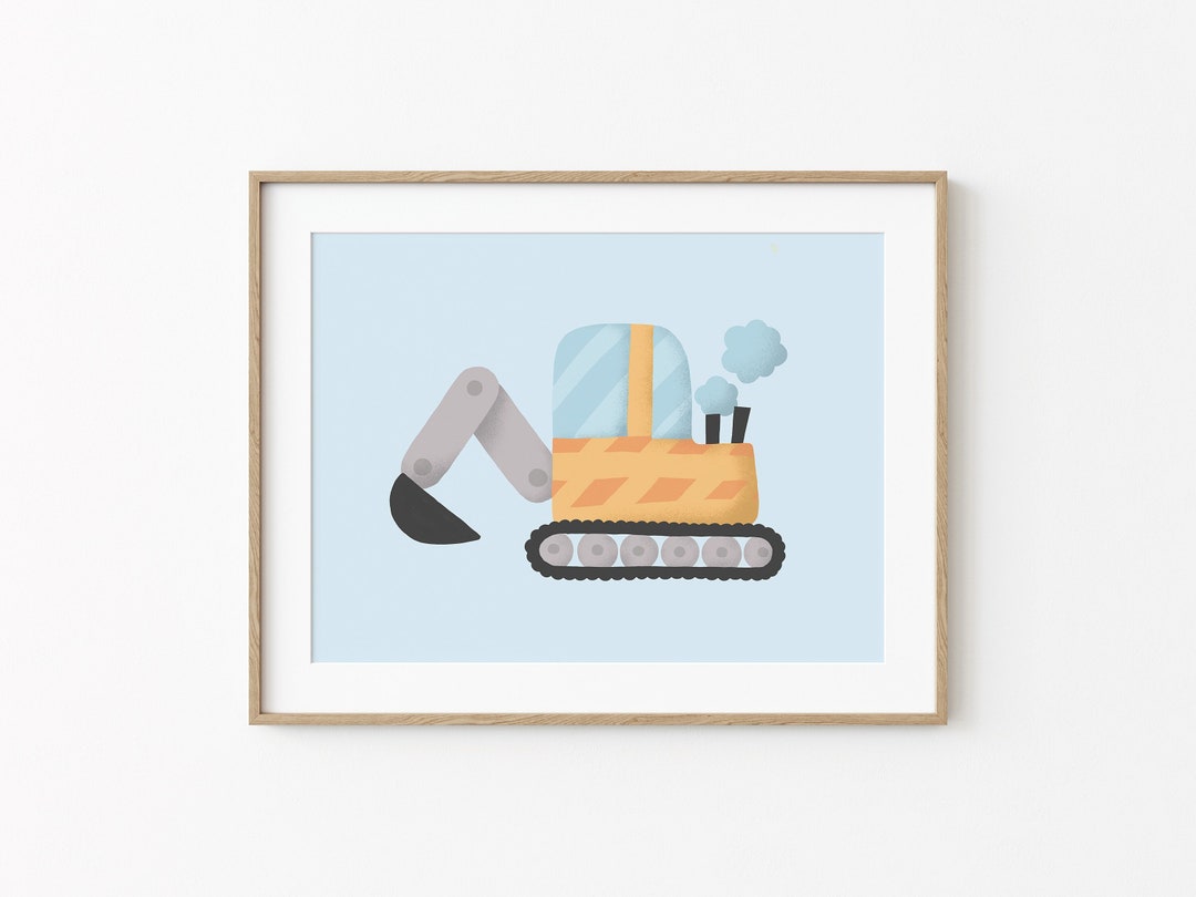 Excavator Poster I Construction Site Poster, Vehicle Poster ...