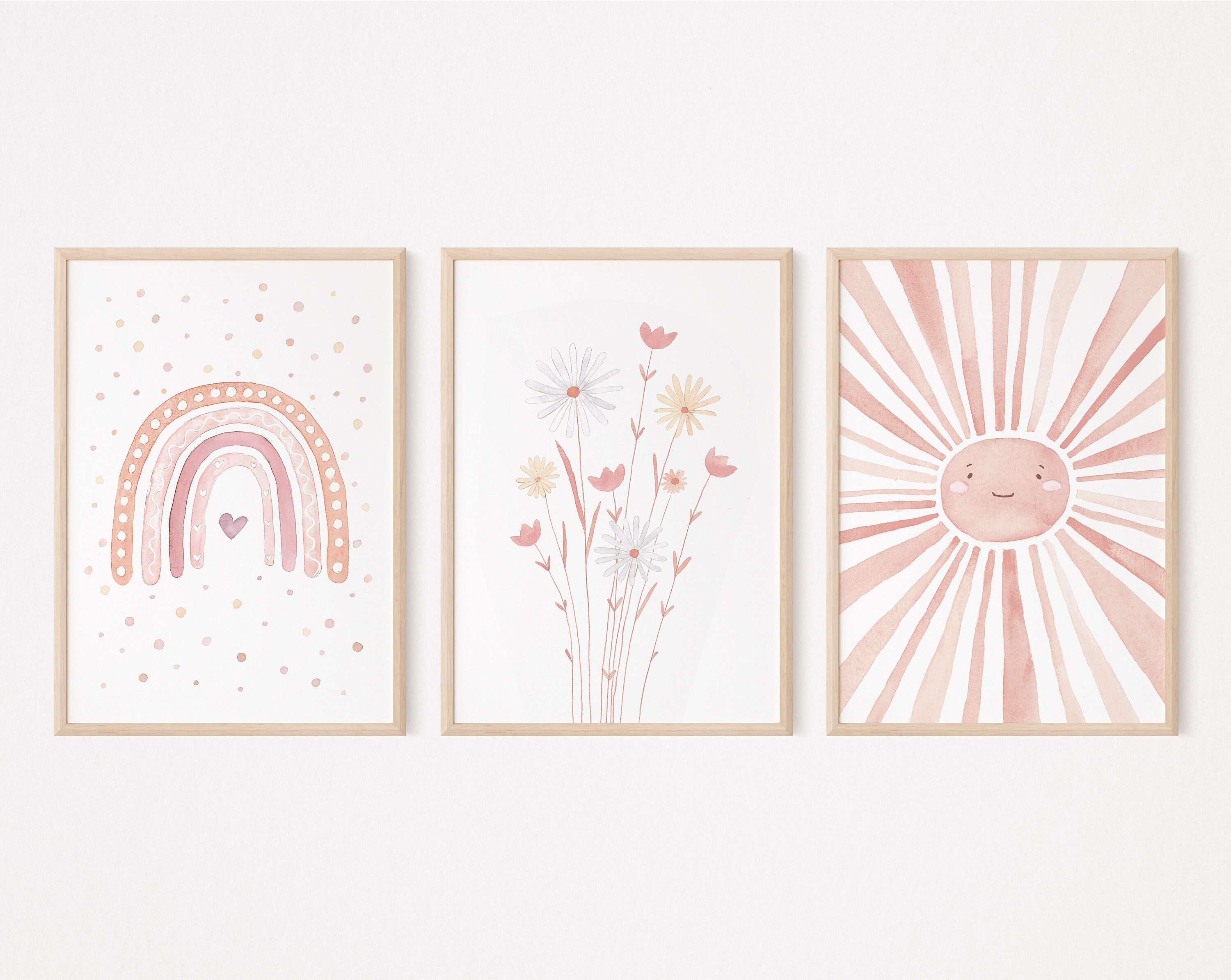 Rob Rainbow Watercolor Poster Set Old Pink I Rainbow Poster, Sun Poster ...